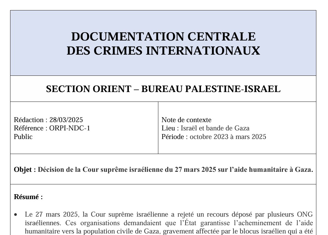 Context note : Israeli Supreme Court ruling of March 27, 2025 on ...